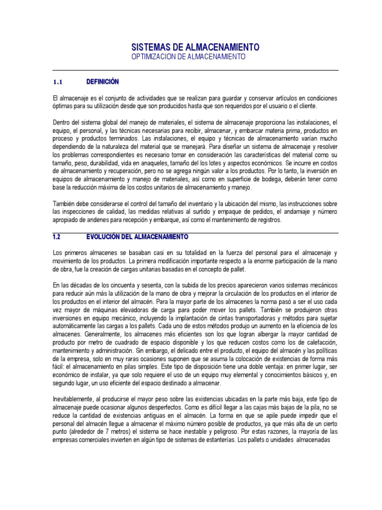 Sistema de Optimizacion de Almacenes | PDF | Almacén | Inventario Sistema de Optimizacion de Almacenes | PDF | Almacén | Inventario