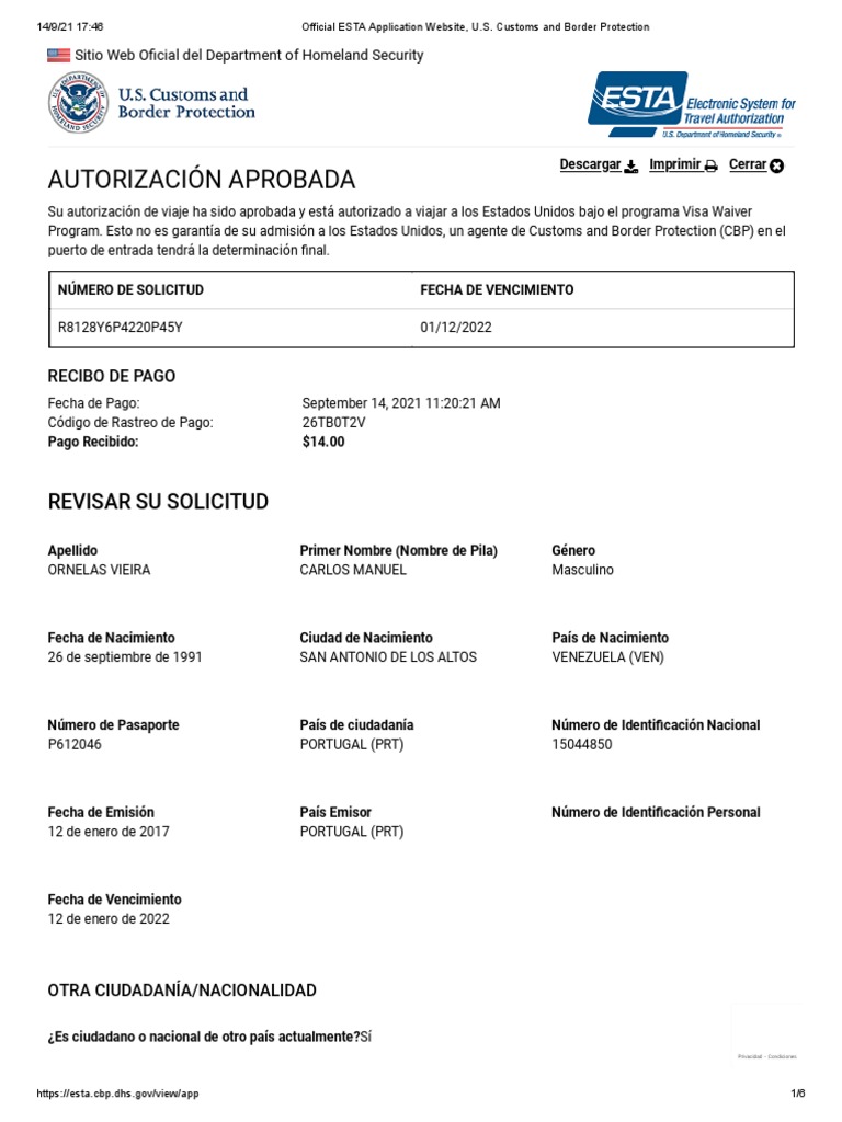 Official ESTA Application Website, U.S. Customs and Border Protection ...