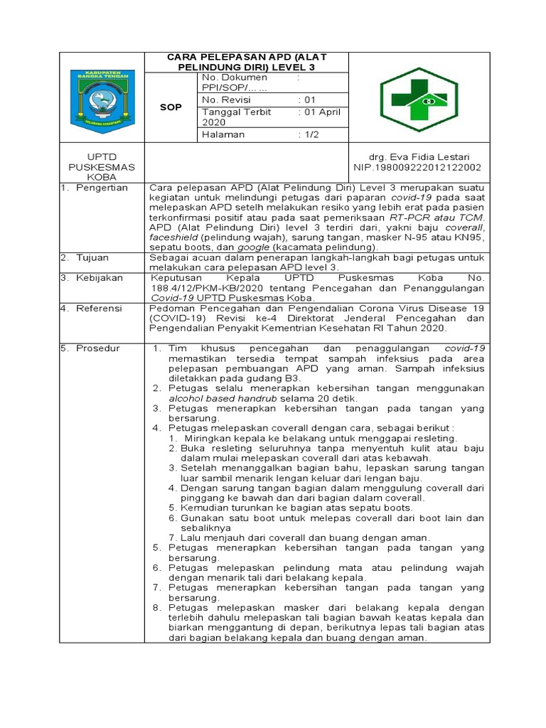 Sop Pelepasan Apd Level 3 | PDF