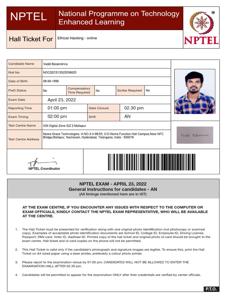 Candidate Hall Ticket | PDF | Identity Document