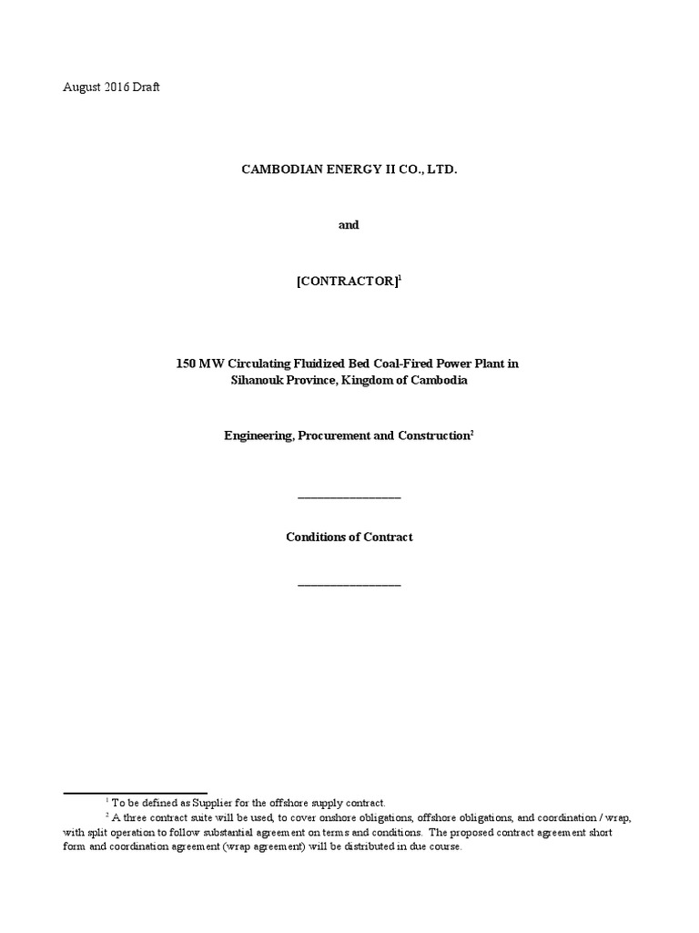 CEL 2 - EPCC Conditions of Contract Draft of 16 Aug 2016 | PDF ...