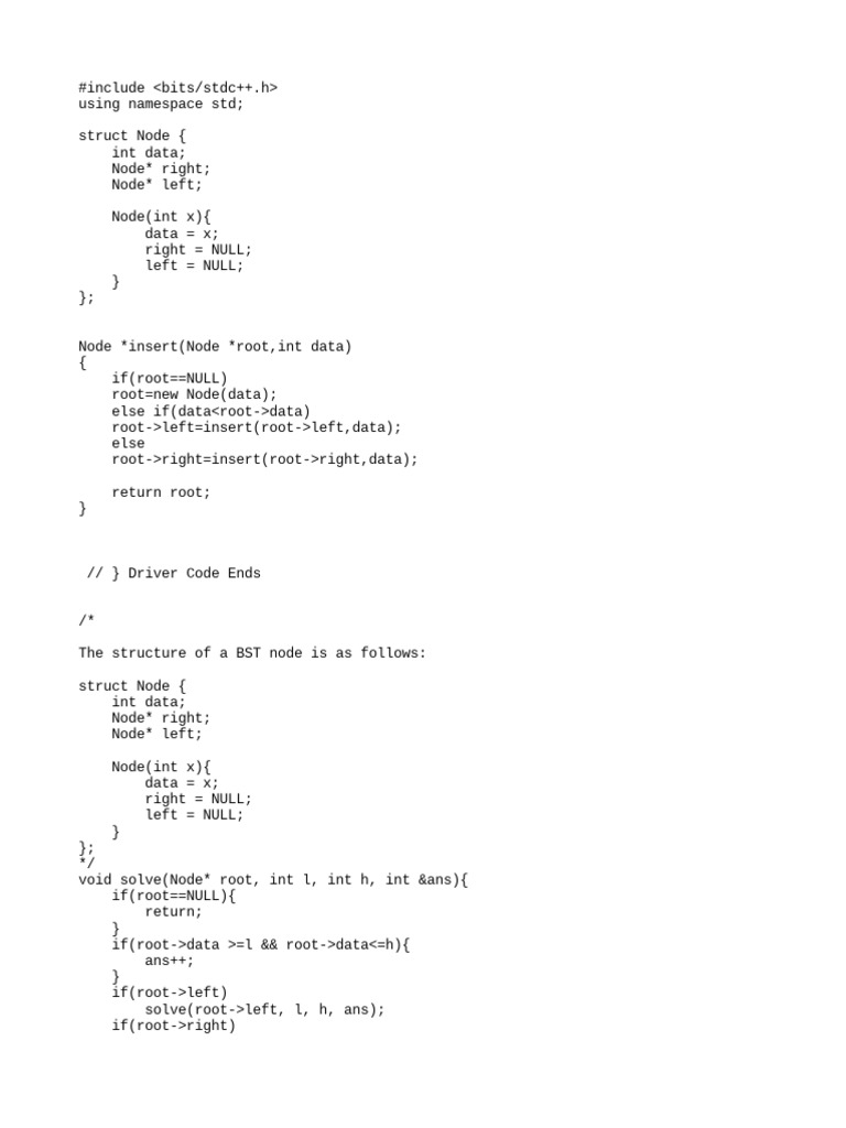 Count BST Nodes That Lie in A Given Range | PDF