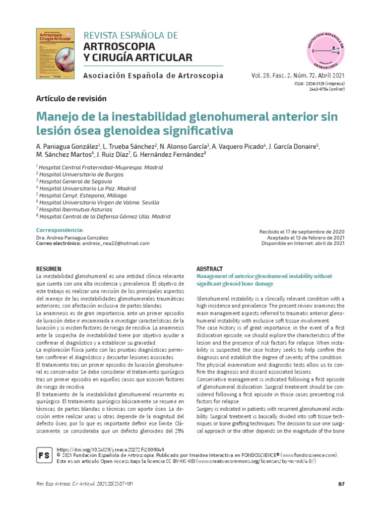 Reaca.28272.Fs2009049 Manejo Inestabilidad Glenohumeral | PDF | Hombro ...
