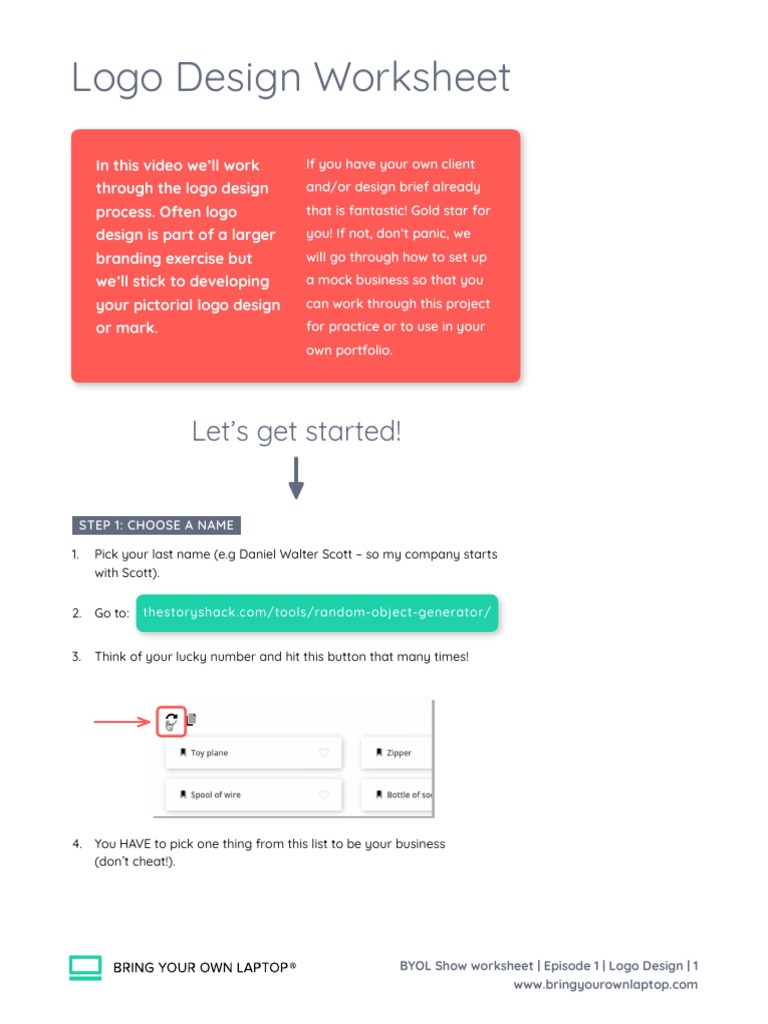 Logo Design Worksheet: Let's Get Started! | PDF | Logos | Brand