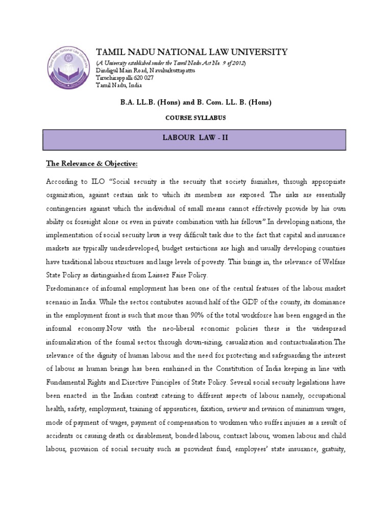 Labour Law - II | PDF | Employment | Labour Law