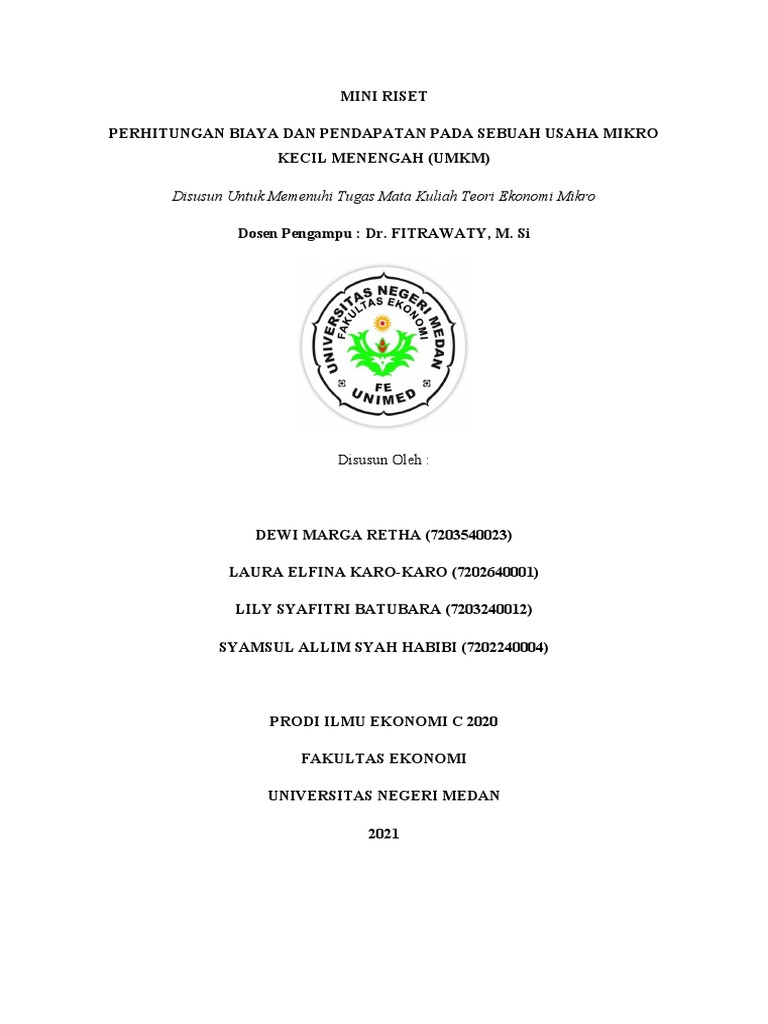 Mini Riset | PDF | Bisnis | Pengelolaan Keuangan & Uang