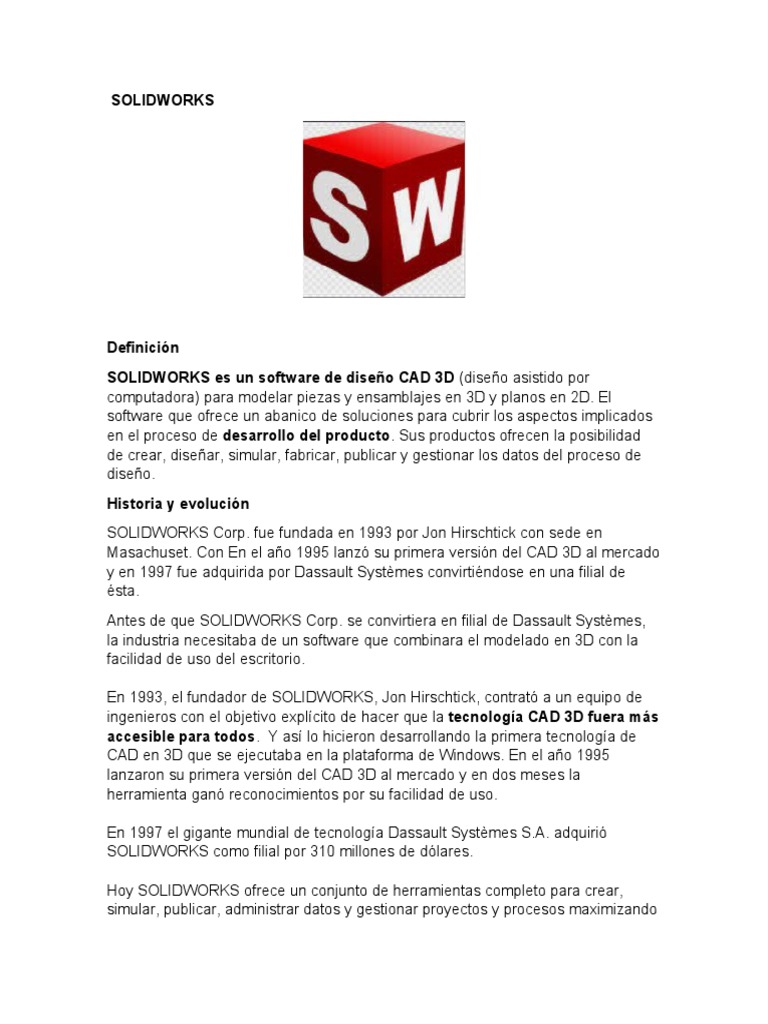 Solid Works | PDF | Diseño | Software