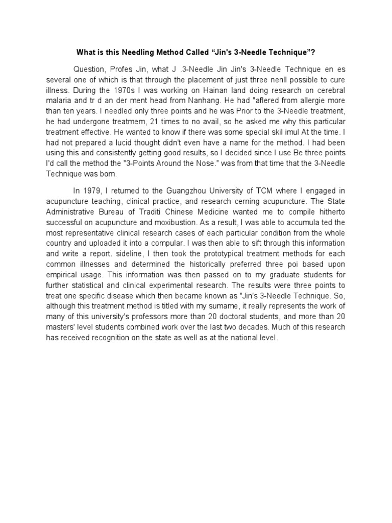 What Is This Needling Method Called "Jin's 3-Needle Technique"? | PDF ...