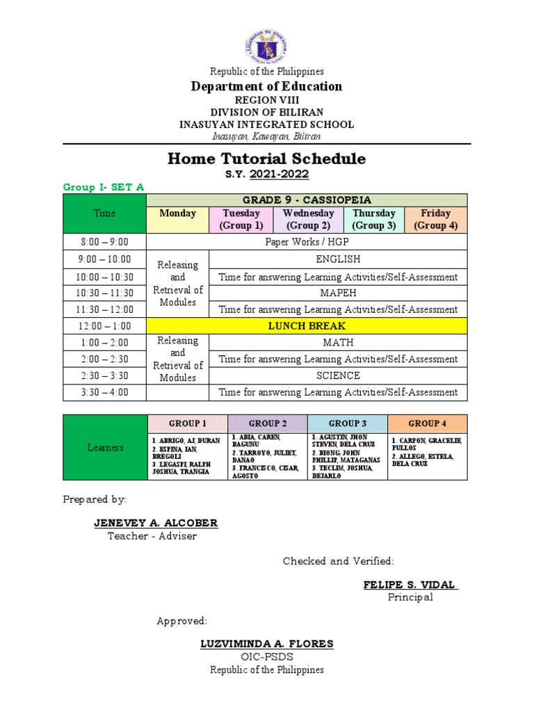 Home Tutorial Schedule | PDF