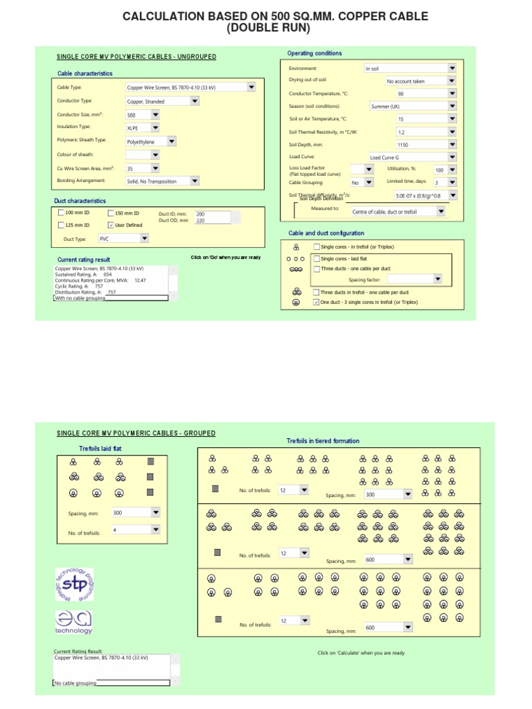 Conductor Sizing Calculation of 500 SQMM MV 1C Cu Cable (DR) | PDF ...