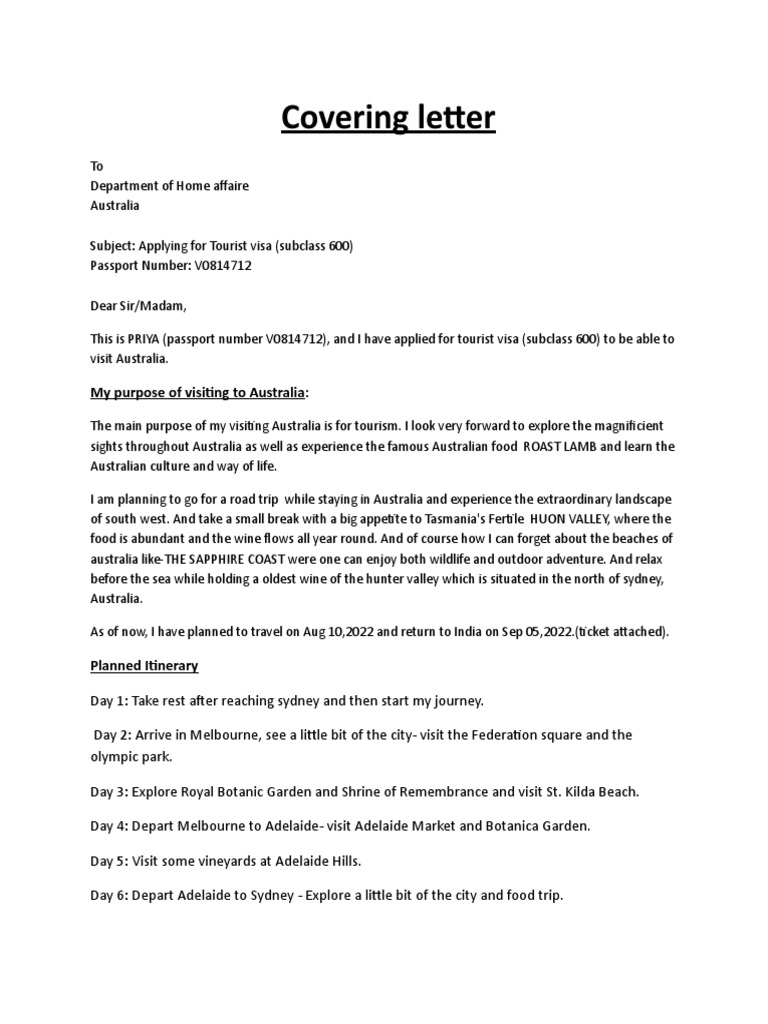 Priya Covering Letter (22 | PDF | Sydney | Australia