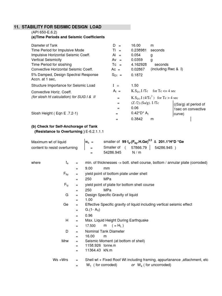 (A) Time Periods and Seismic Coefficients: 11. Stability For Seismic ...