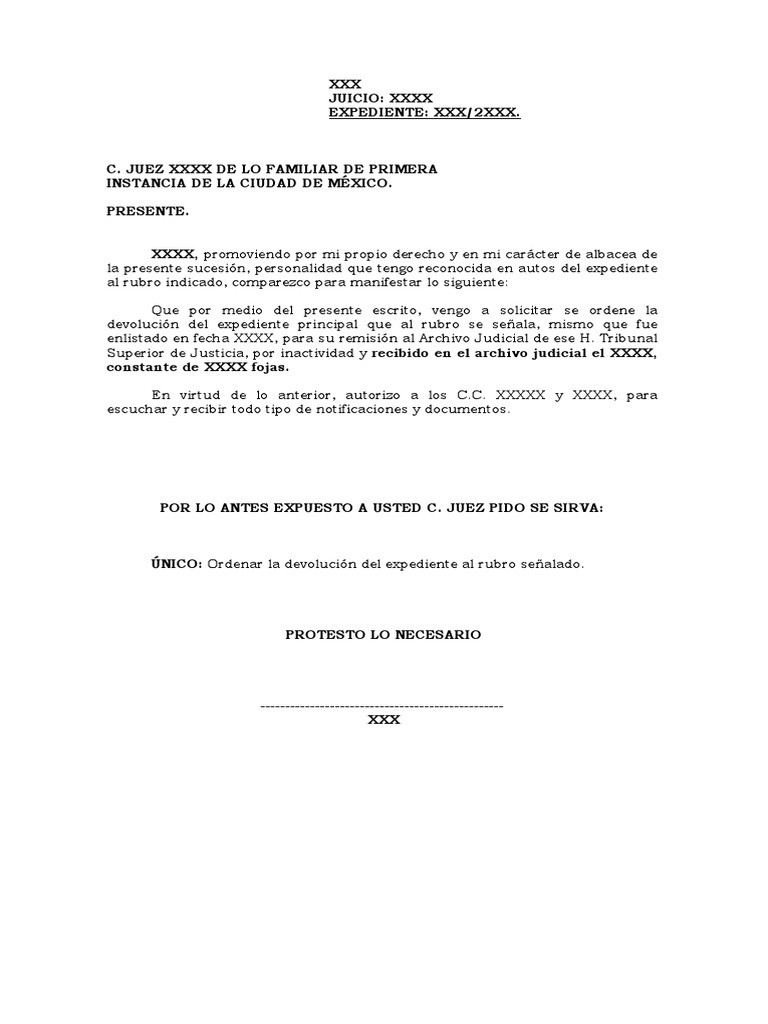 Solicitud de Devolución de Expediente Judicial | PDF