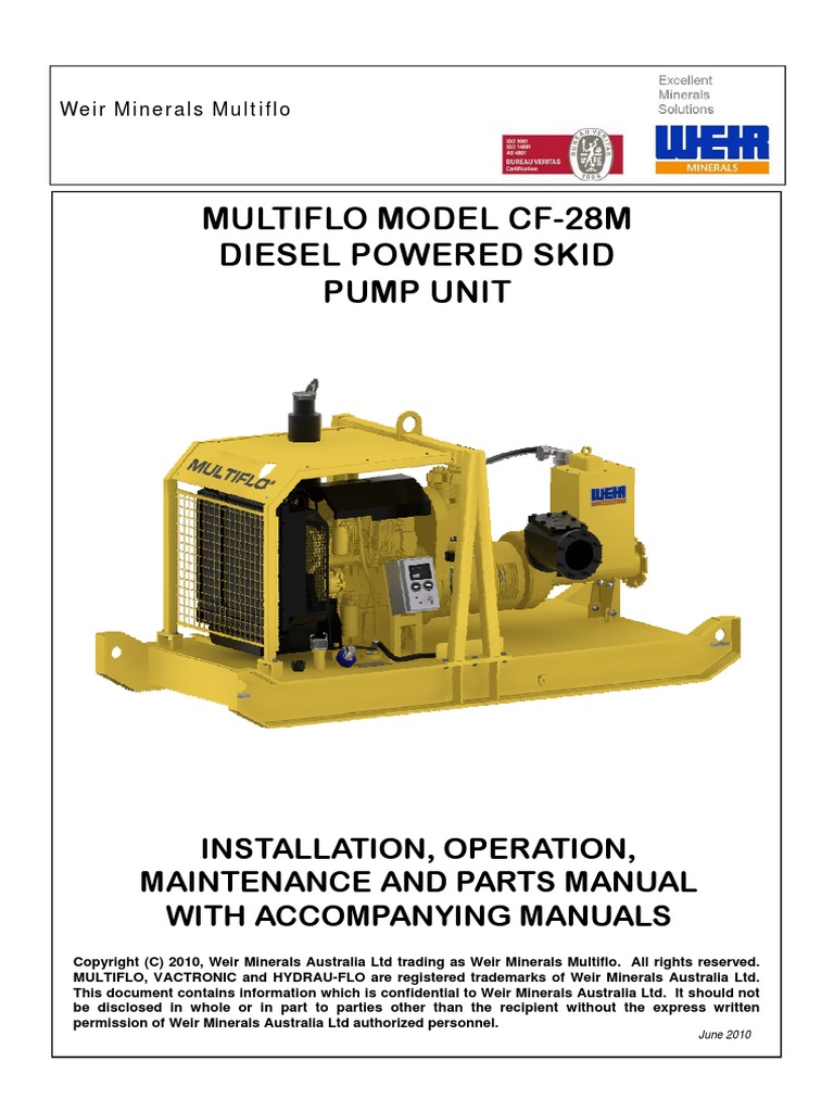 Multiflo CF28M IOM - Part Manual | PDF | Pump | Bearing (Mechanical)