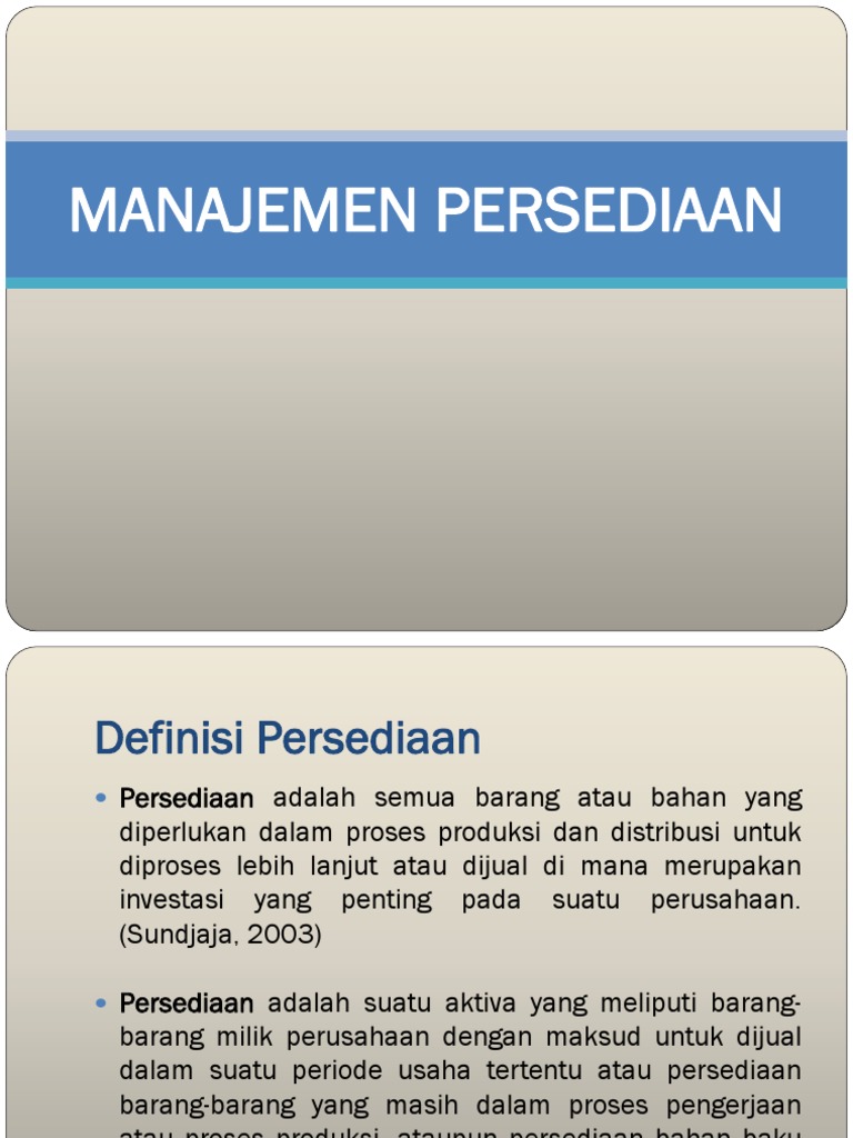 Definisi dan Manajemen Persediaan | PDF | Bisnis | Pengelolaan Keuangan & Uang