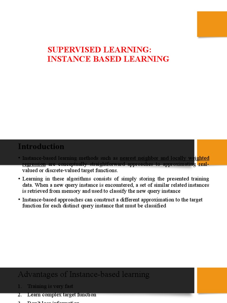 Supervised Learning: Instance Based Learning | PDF | Applied Mathematics | Algorithms
