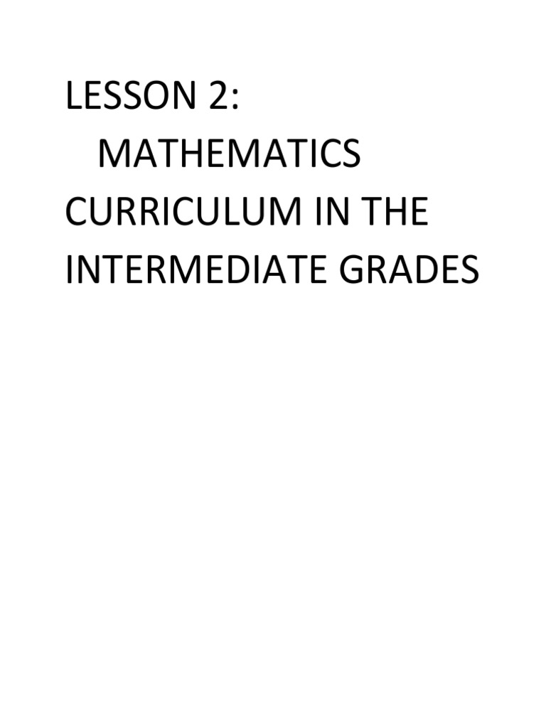 Intermediate Grades Math Curriculum | PDF