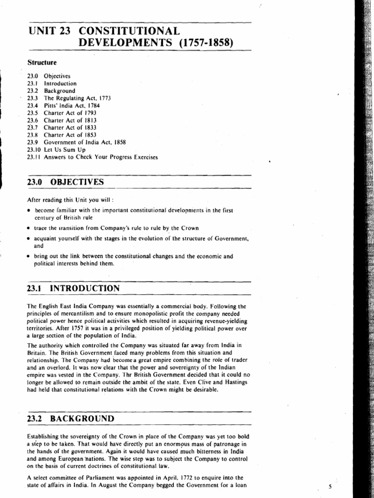 Constitutional Developments Pdf British Empire East India Company