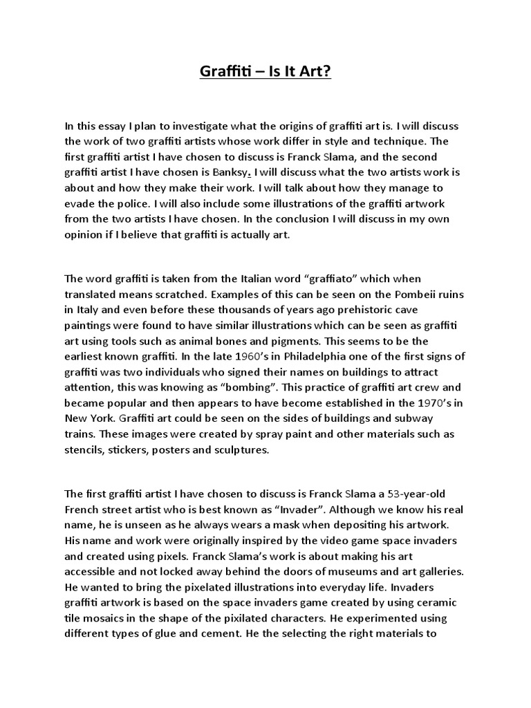 Graffiti Essay | PDF | Graffiti | The Arts