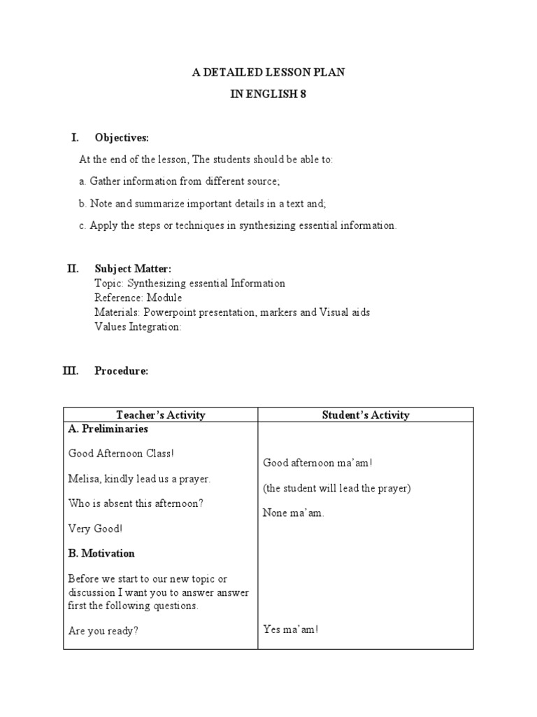 Synthesizing Essential Information Lesson | PDF | Cloud | Question