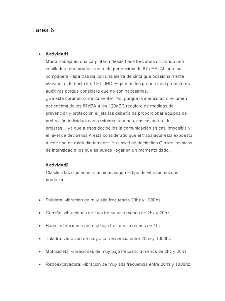 Riesgos laborales T6 | PDF | Decibel