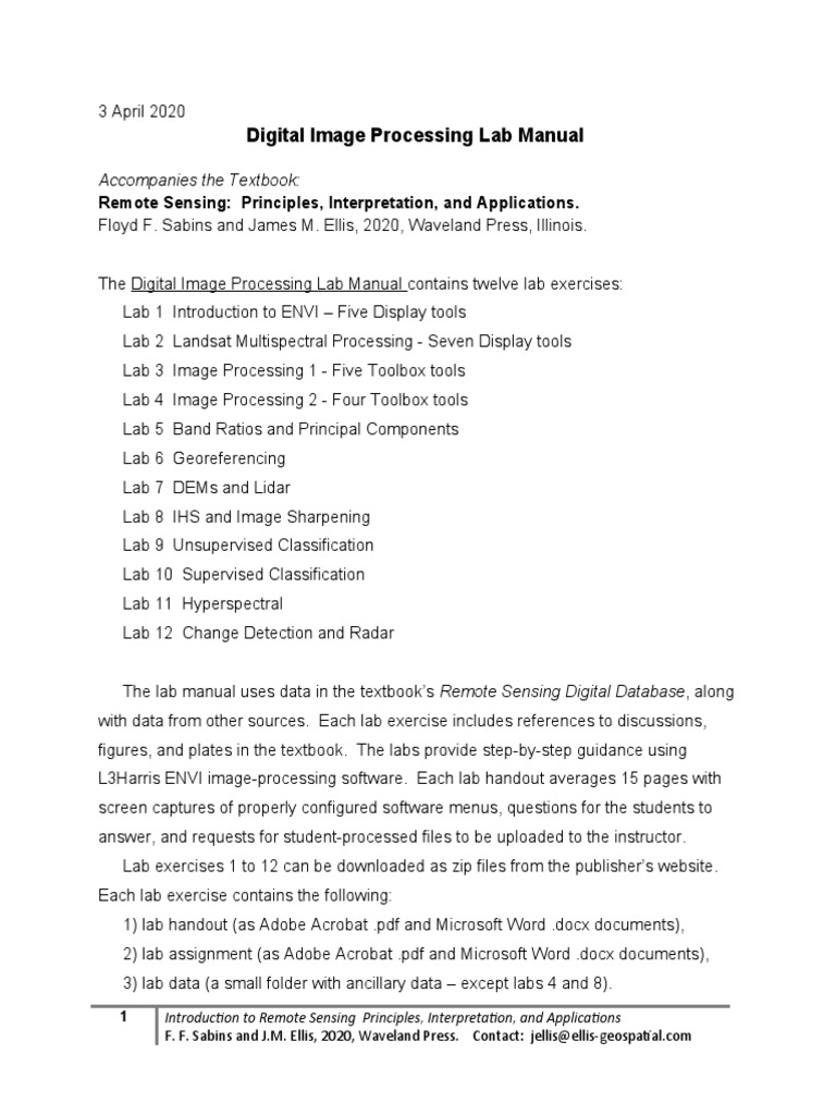 READ ME Digital Image Processing Lab - Manual | Download Free PDF | Computer File | Remote Sensing
