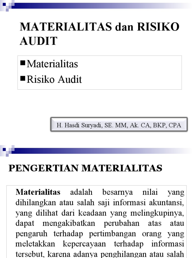 Materialitas Dan Risiko Audit | PDF