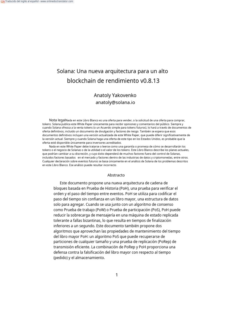 Solana Whitepaper - En.es | PDF | Clave (criptografía) | Algoritmos