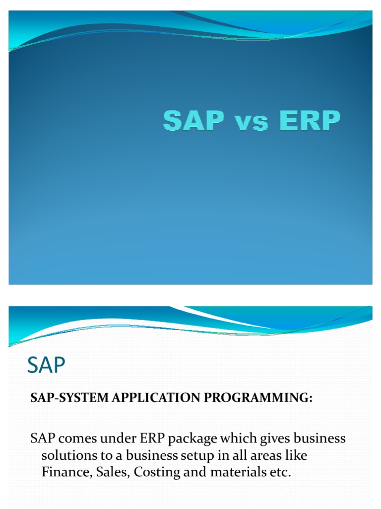 SAP Vs ERP | PDF