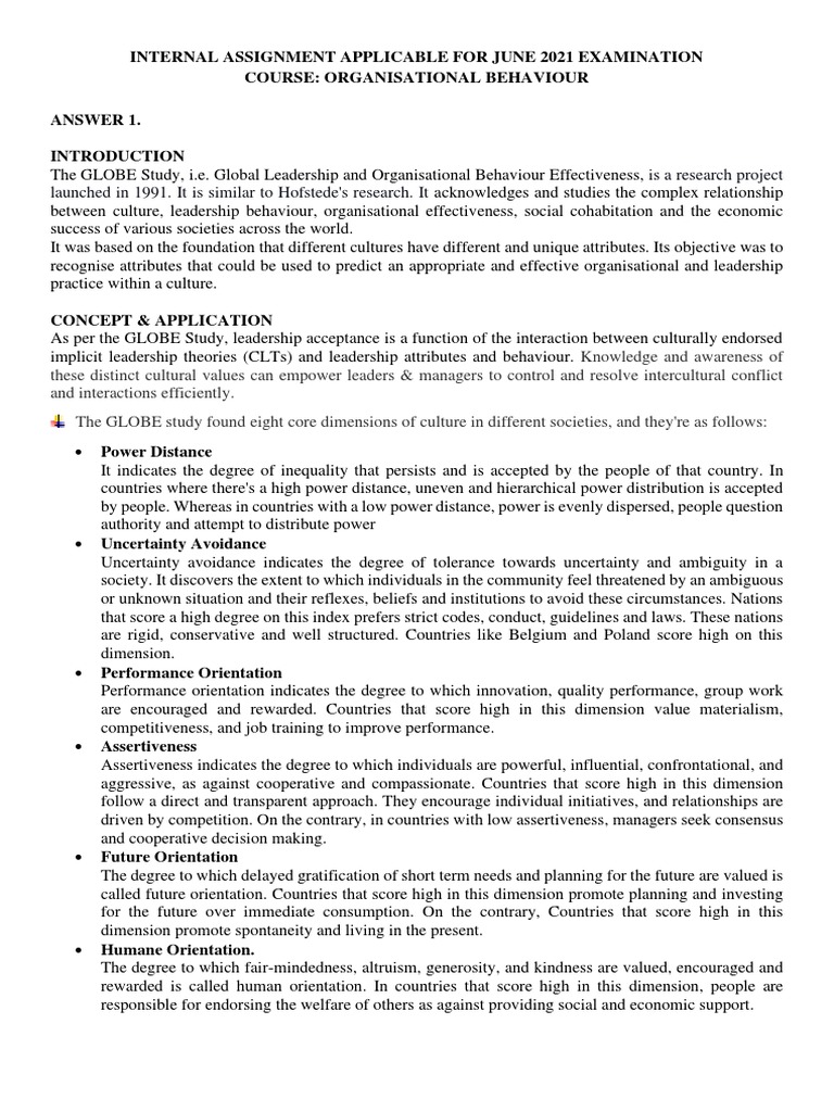 Organisational Behaviour Assignment | PDF | Reinforcement | Leadership