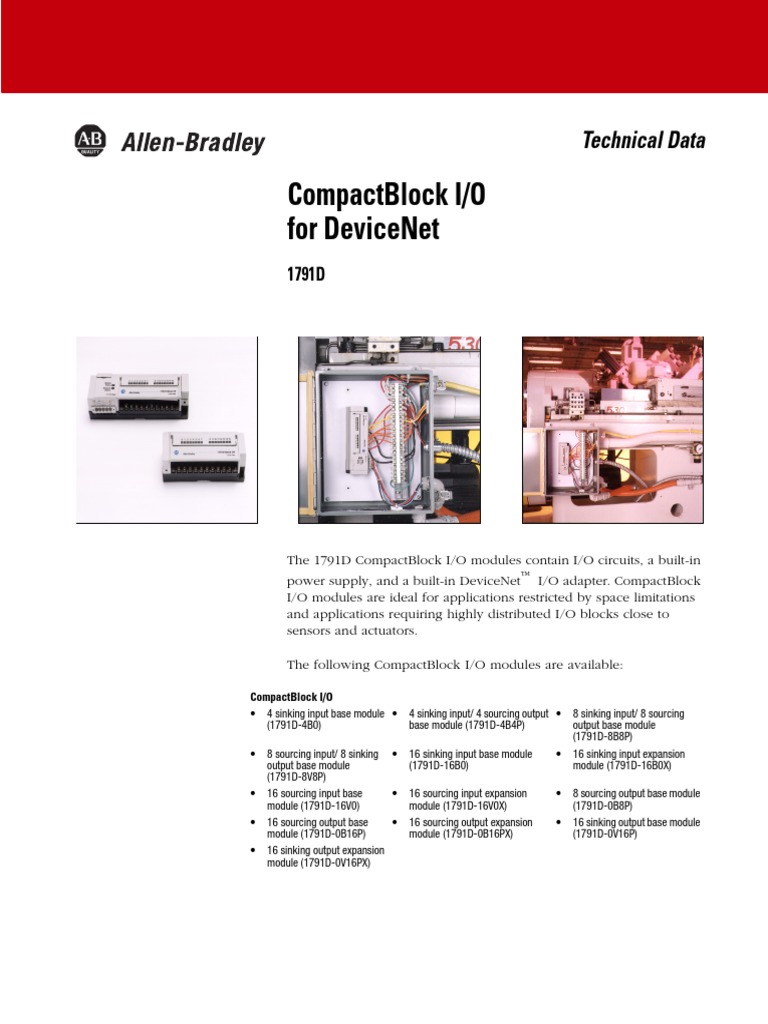 Compactblock I/O For Devicenet: Technical Data | PDF | Programmable Logic Controller | Input/Output