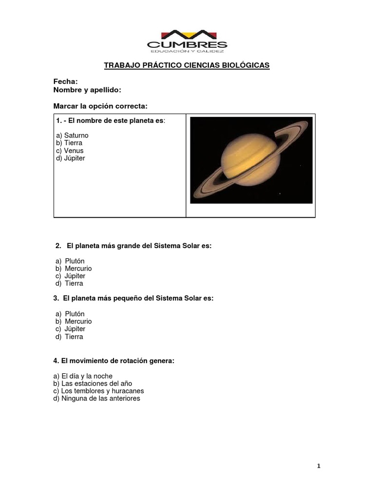 1° Trabajo Práctico Ciencias Biológicas | PDF