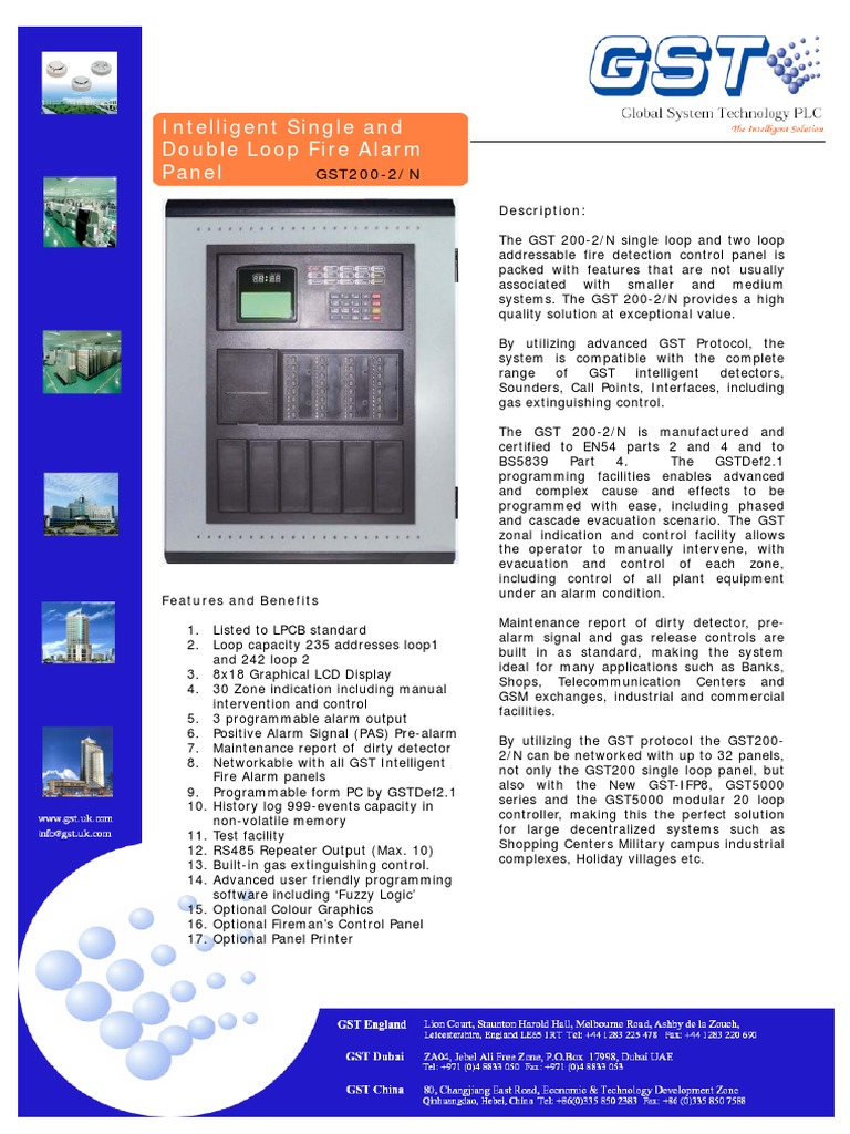 Intelligent Single and Double Loop Fire Alarm Panel: GST200-2/N | PDF ...