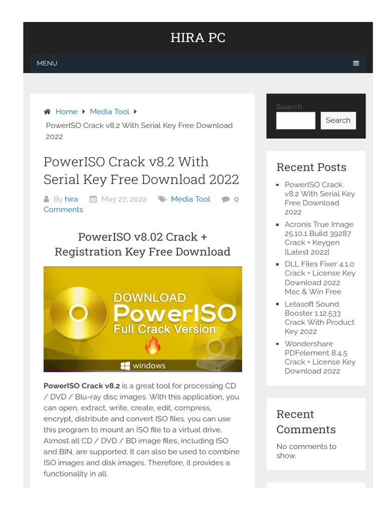 Poweriso Crack V8.2 With Serial Key Free Download 2022: Hira PC | PDF ...