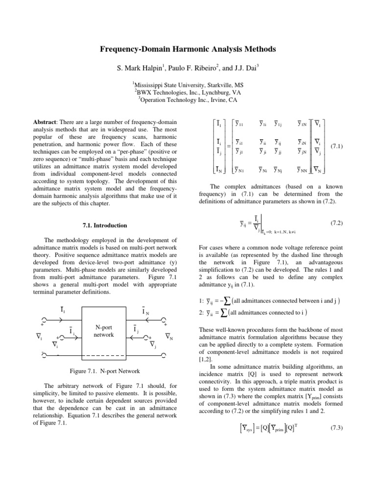 Frequency-Domain Harmonic Analysis Methods | PDF | Spectral Density ...