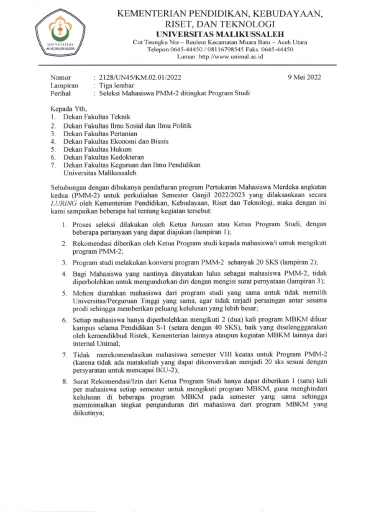 Aturan Seleksi PMM-2 | PDF