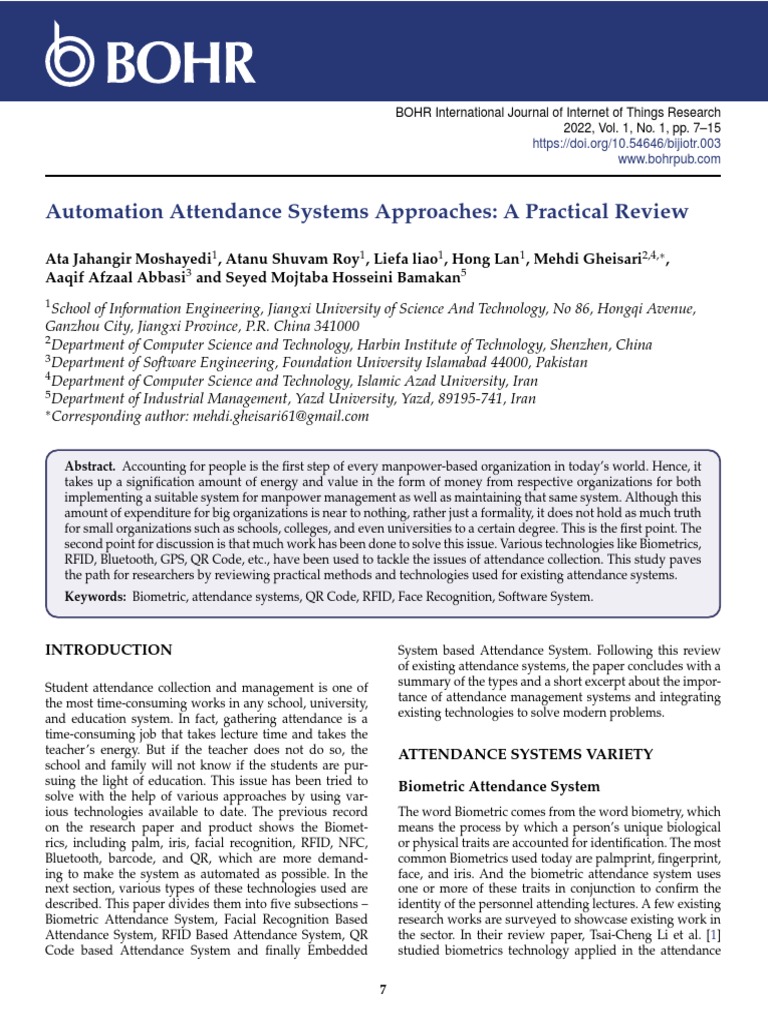 Automated Attendance System Review | PDF | Biometrics | Qr Code