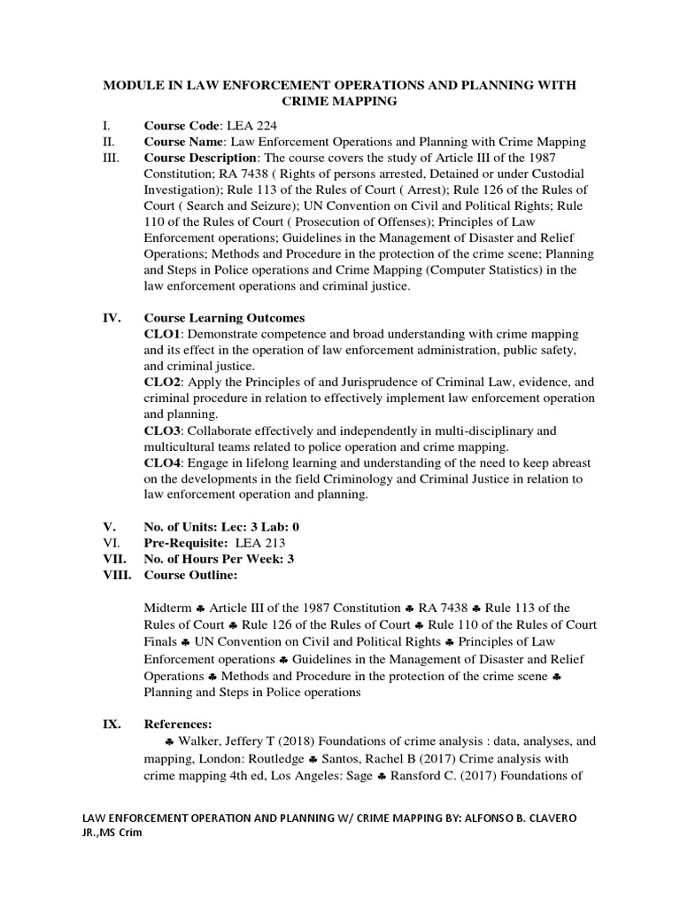 Law Enforcement Operations & Crime Mapping | PDF | Police | Prosecutor