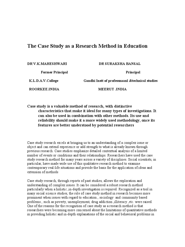 Case Study Method in Education Research | PDF | Case Study | Validity ...
