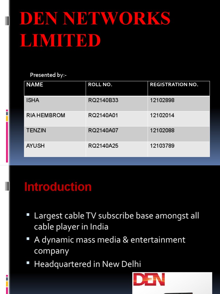 Den Networks Limited | PDF | Business | Companies