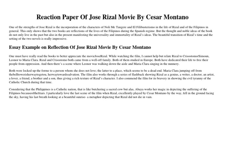 Connecting Jose Rizal's Life and Works: A Reflection on the Jose Rizal ...