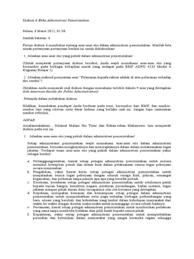 Etika Administrasi Pemerintahan | PDF