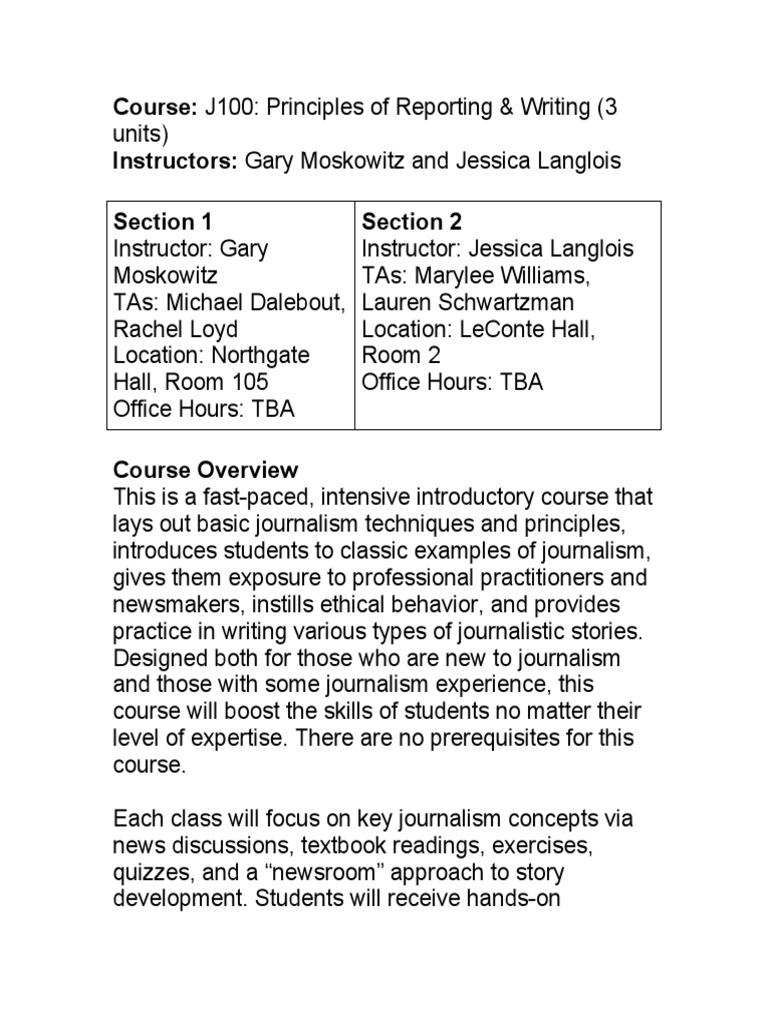 j100 Principles of Reporting | PDF