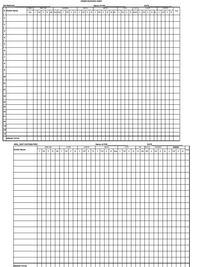 Order Booking Sheet | PDF