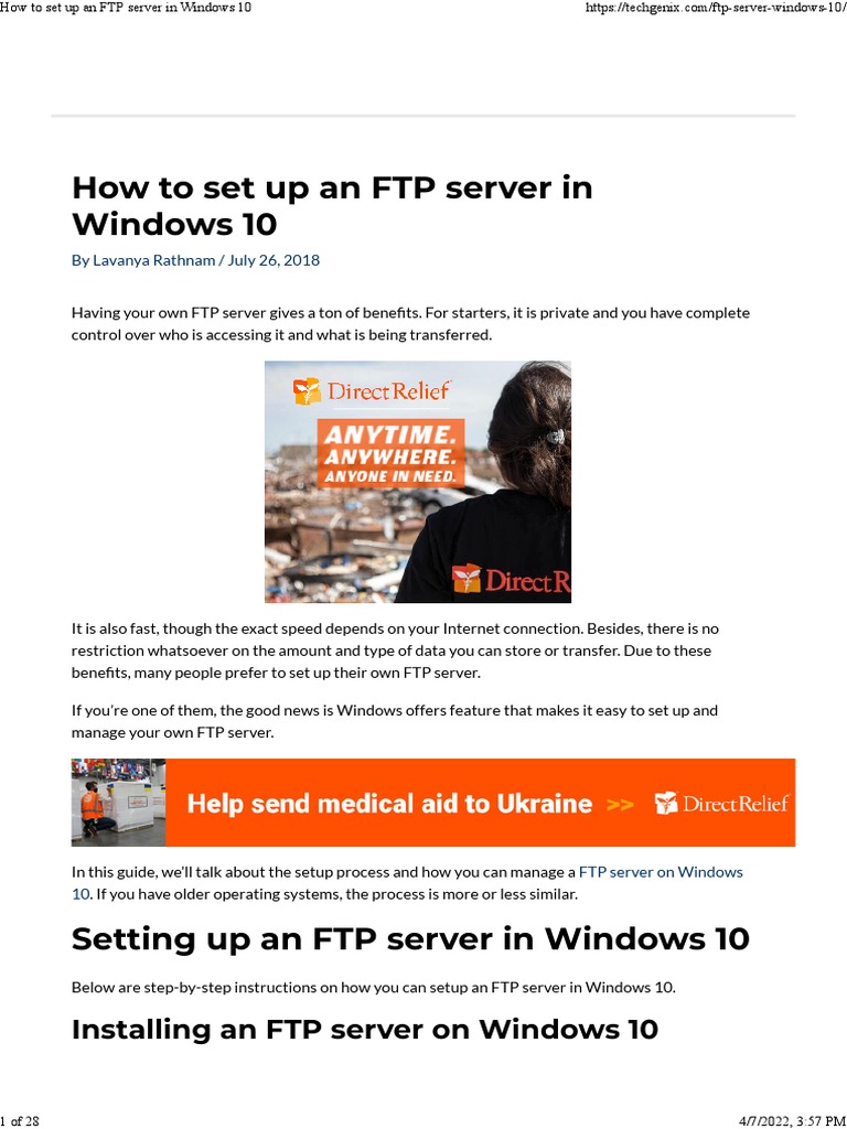 How To Set Up An FTP Server in Windows 10 | PDF | Port (Computer ...
