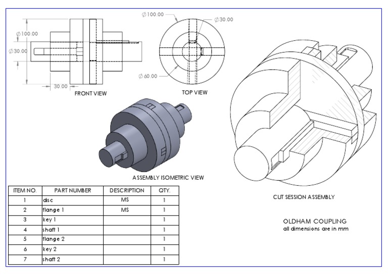 Oldham Coupling Drawing | PDF