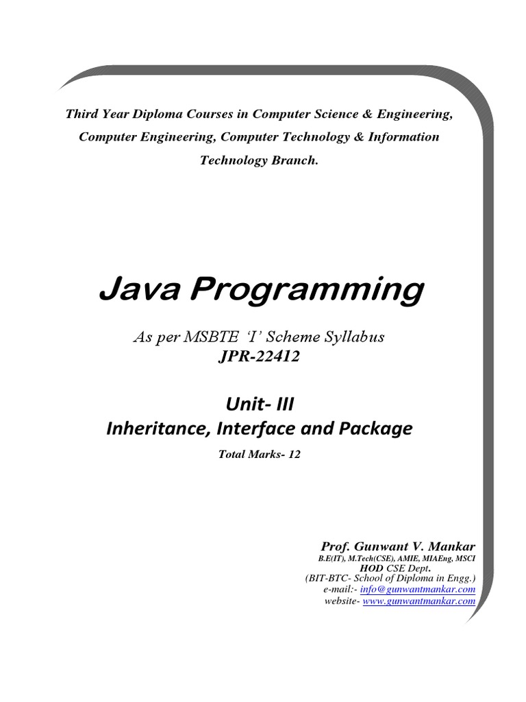 Jpr Ch3 Co 4i Notes Pdf Inheritance Object Oriented Programming Class Computer Programming 7333
