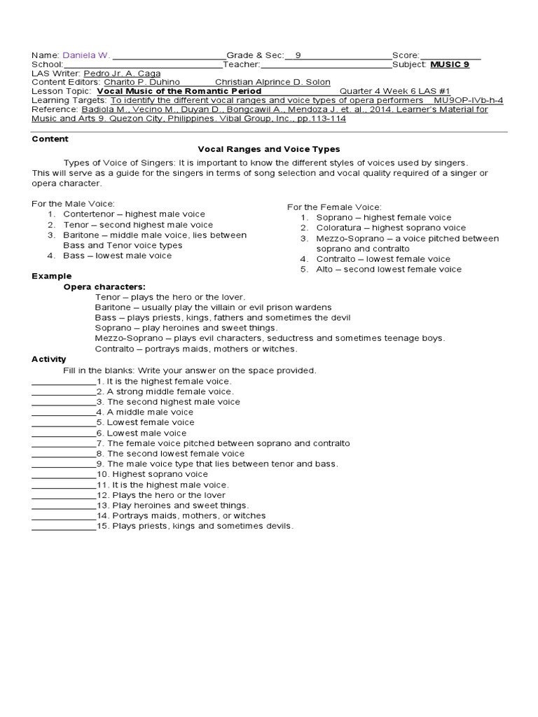 Understanding Male and Female Voice Types | PDF | Human Voice ...