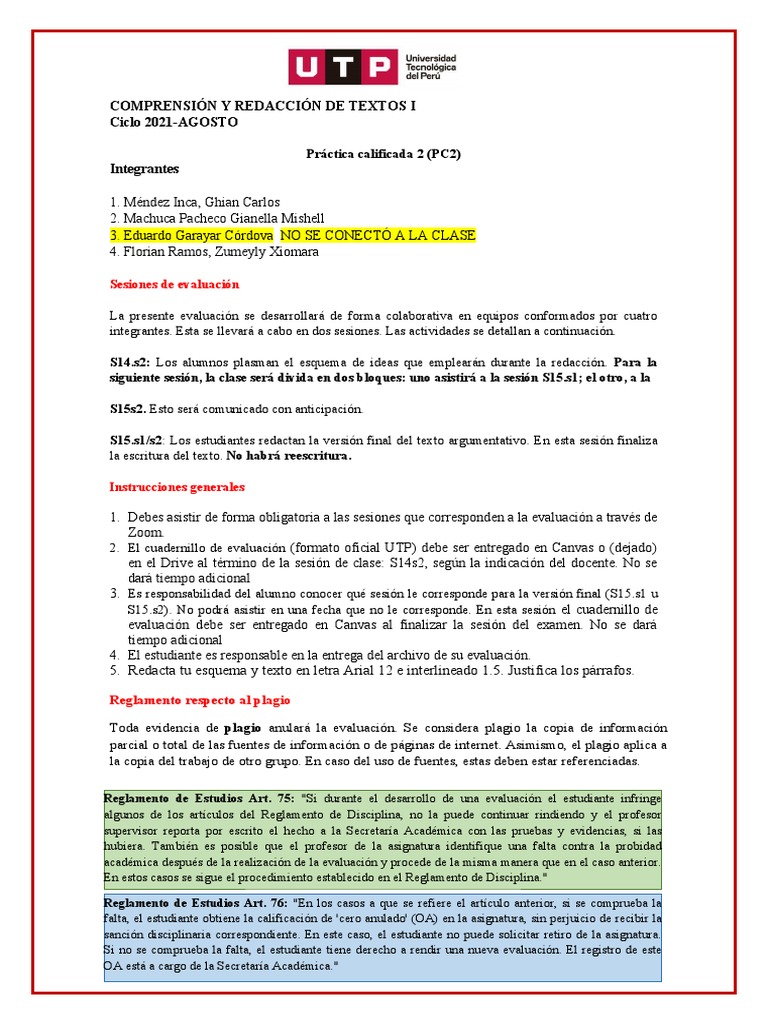S14.s2 y S15 Práctica Calificada 2 (Formato Oficial UTP) 2021-Agosto. | PDF | Estudios de género ...