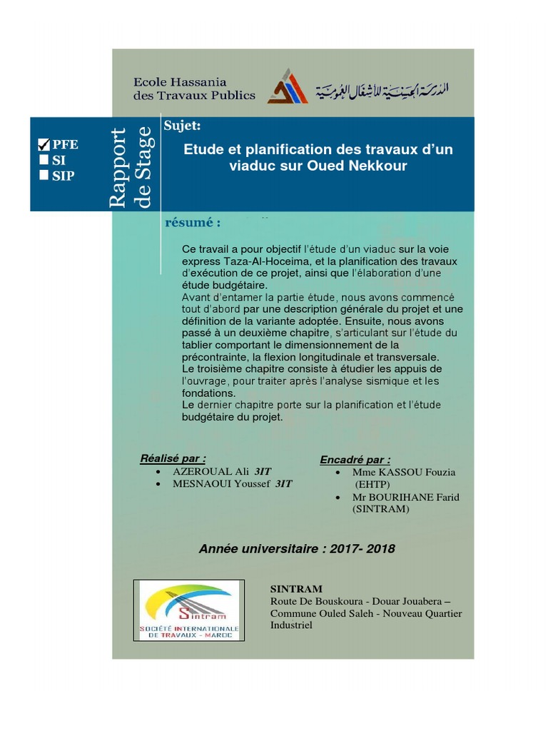 Rapport Pfe Ehtp | PDF | Pont | Béton armé